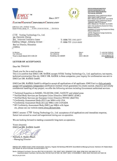 Authorization certificate - FDA, CE, CPNP, Shenzhen OUA Testing ...